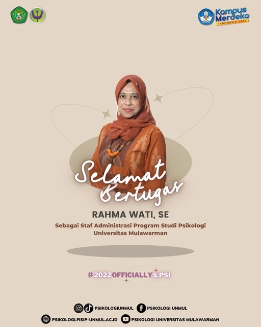 Selamat Bertugas Rahma Wati, SE – Prodi Psikologi Unmul